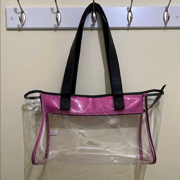 Modella | Bags | Modella Pink And Black Tote Bag With Clear Design ...